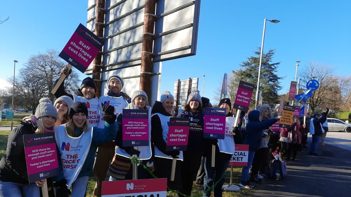 'Emotional' picket line outside Derriford Hospital as nurses walk out ...
