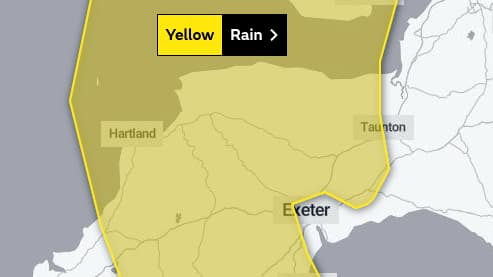 Yellow Warning of heavy rain likely to cause disruption | tavistock ...