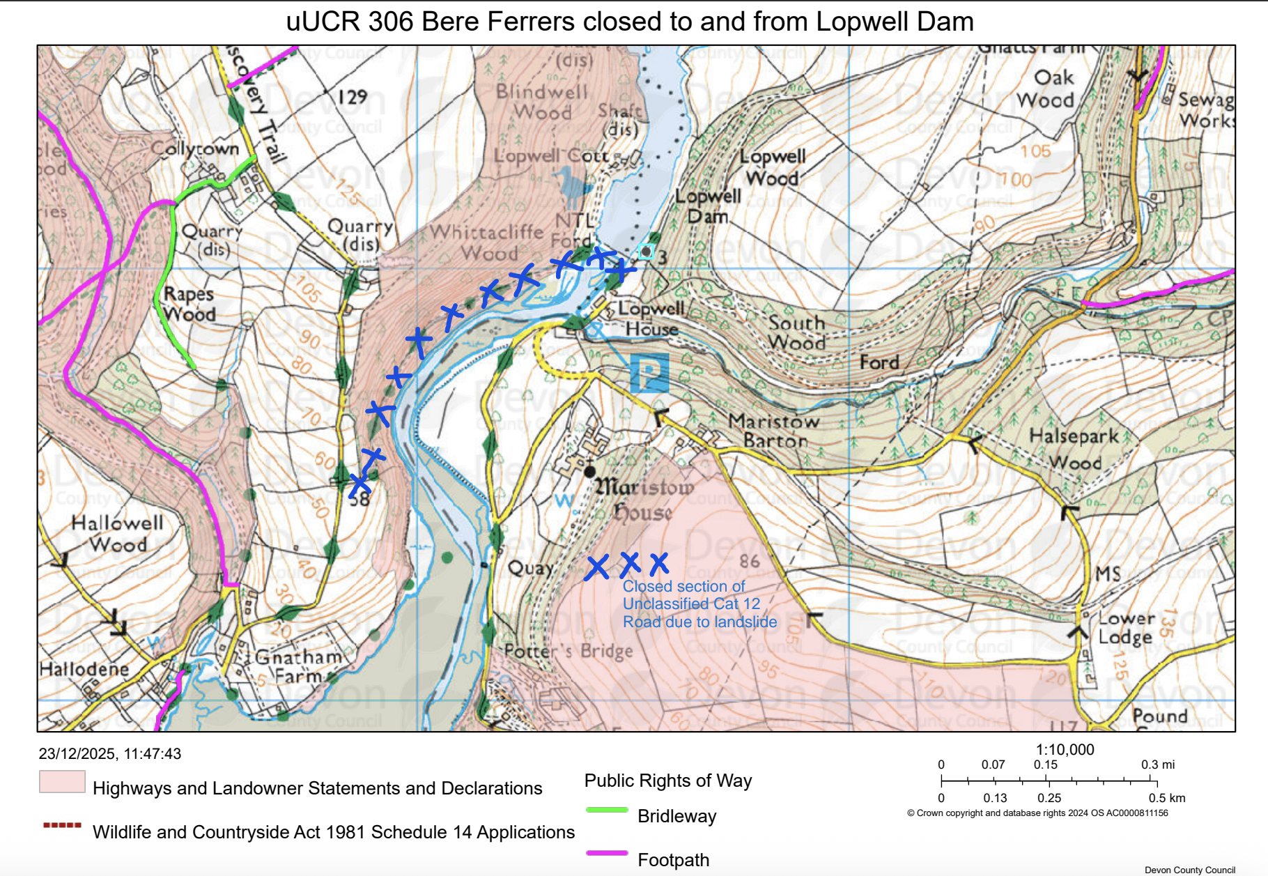 Landslip causes Bere Ferrers road closure to Lopwell Dam | tavistock ...